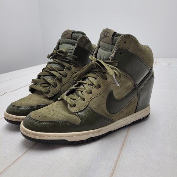 Nike | Shoes | Nike Dunk Sky High Hi Top Wedge Sneakers Sage Green ...